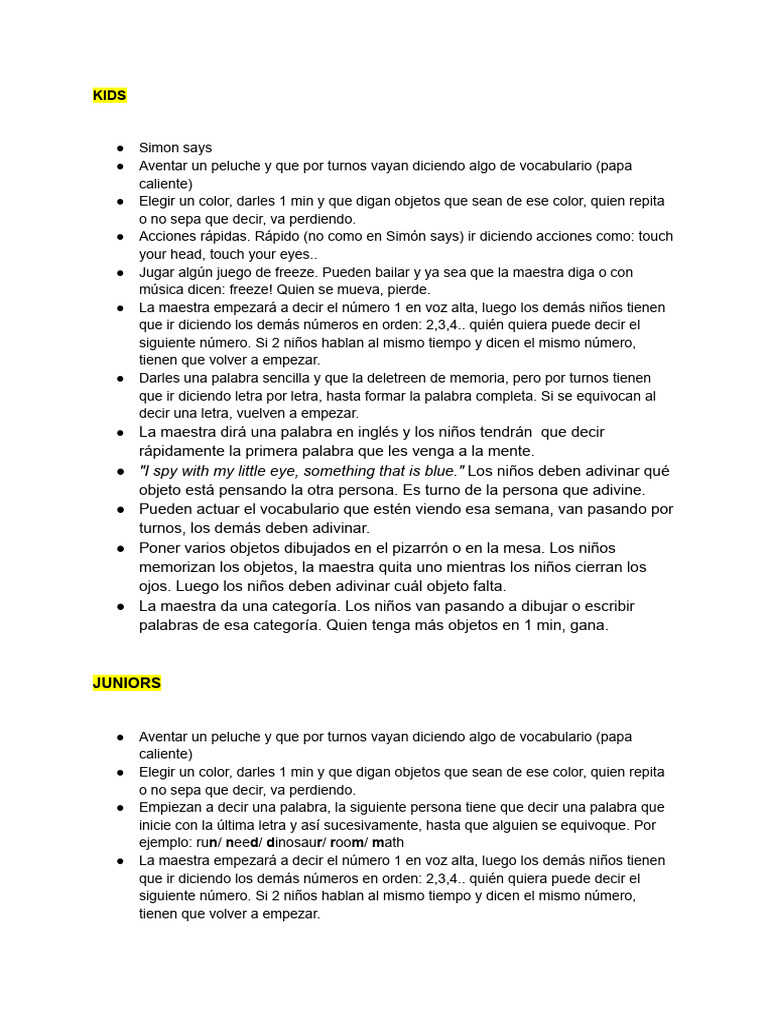 Warm - Up Ideas For Classes | PDF