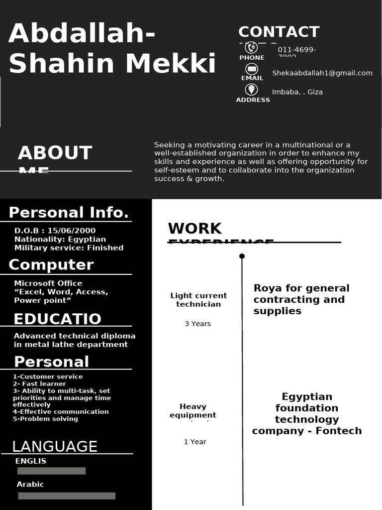 Abdallah Mekki: Heavy Equipment Mechanic Resume | PDF