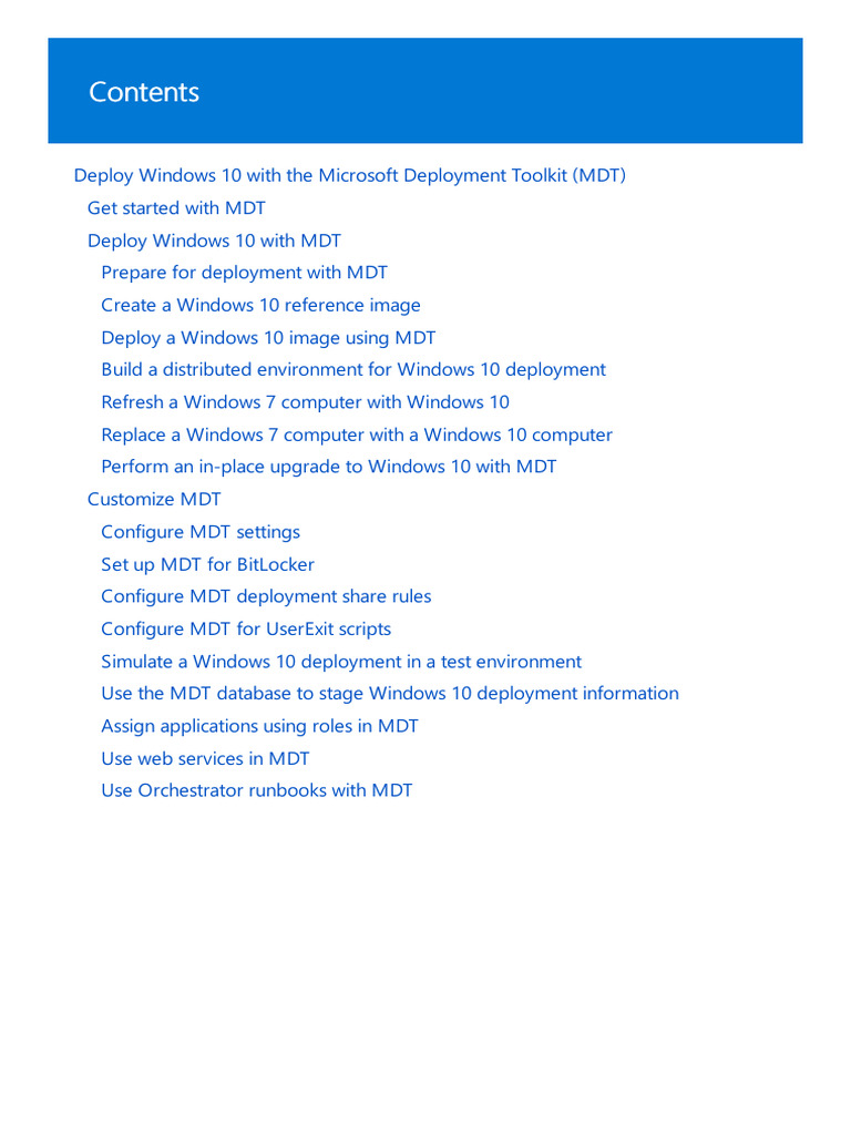 Deploy Windows 10 with the Microsoft Deployment Toolkit (MDT) | PDF | Archivo de computadora ...