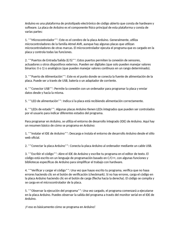 Documento | PDF | Arduino | Programa de computadora
