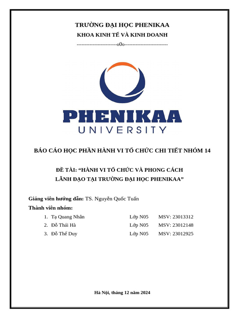 Hành Vi T CH C - Nhóm 14 | PDF