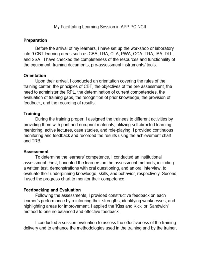 My Facilitating Learning Session in APP PC NCII EXAM ANSWER | PDF
