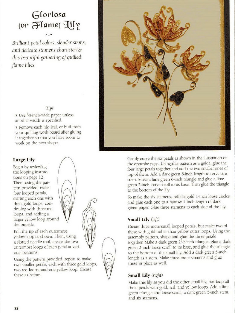 Paper Quilling Gloriosa Flame Lily | PDF