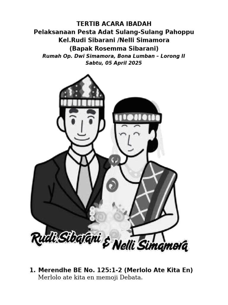 Acara Nikah Pakpak Model Tanpa Tanya Jawab Pengantin | PDF