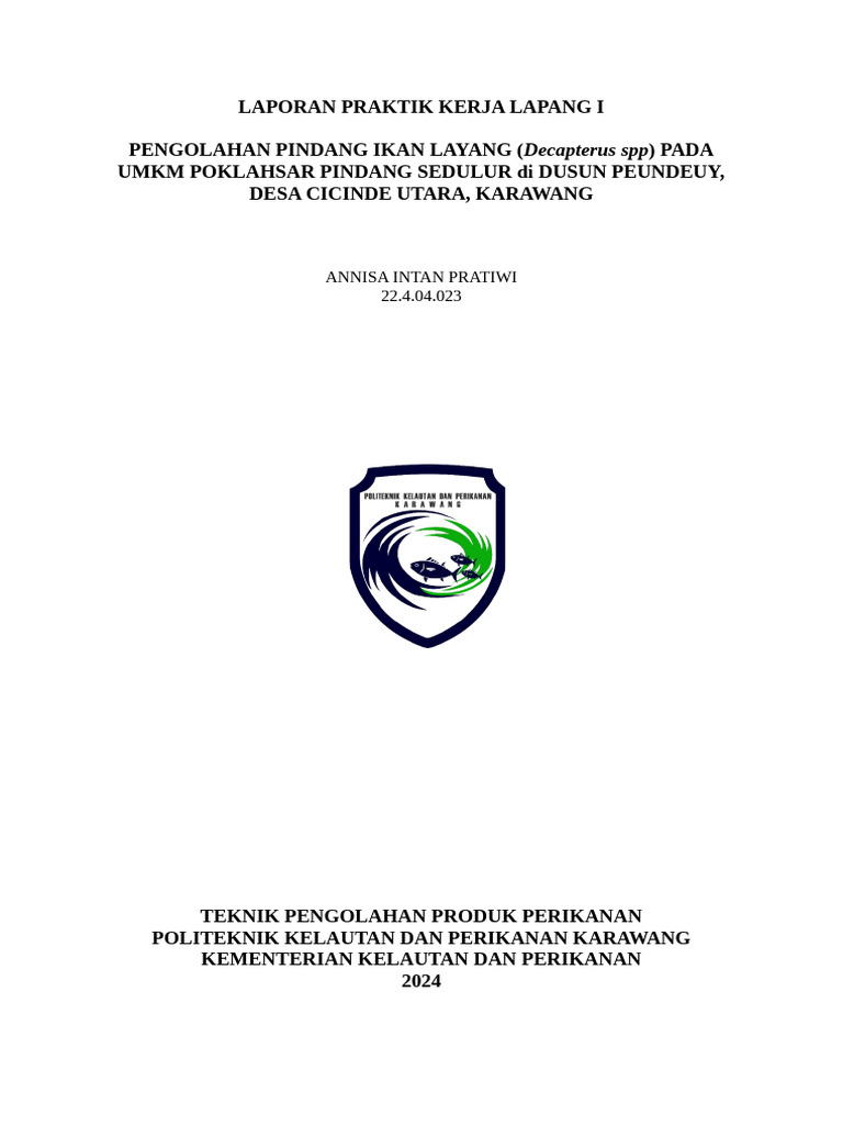 LAPORAN PKL 1 ANNISA - rn3 | PDF