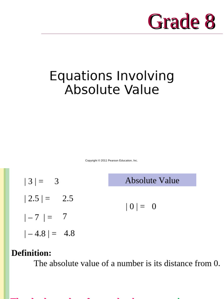 Absolute Value Equations | PDF | Equations | Applied Mathematics