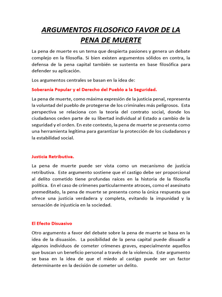 Argumento Filosófico a Favor de la Pena de Muerte | PDF | Castigos ...