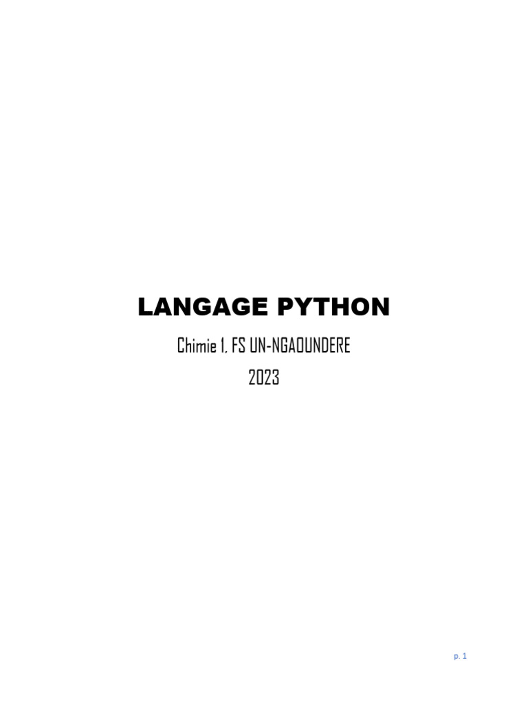 Langage Python | PDF | Python (Langage de programmation) | Programme informatique