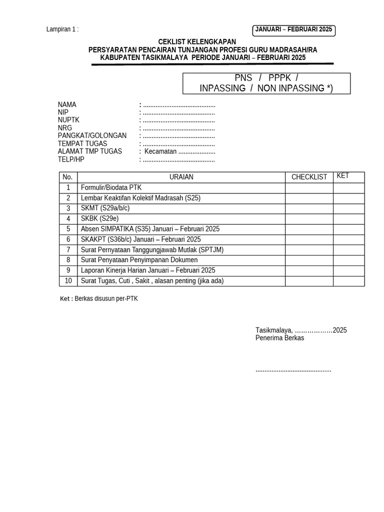 Lampiran Surat TPG | PDF