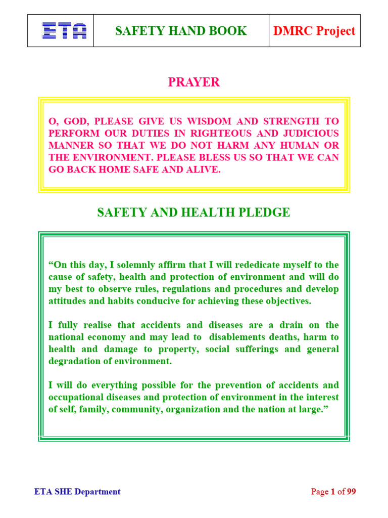 Safety Hand Book | PDF | Personal Protective Equipment | Safety