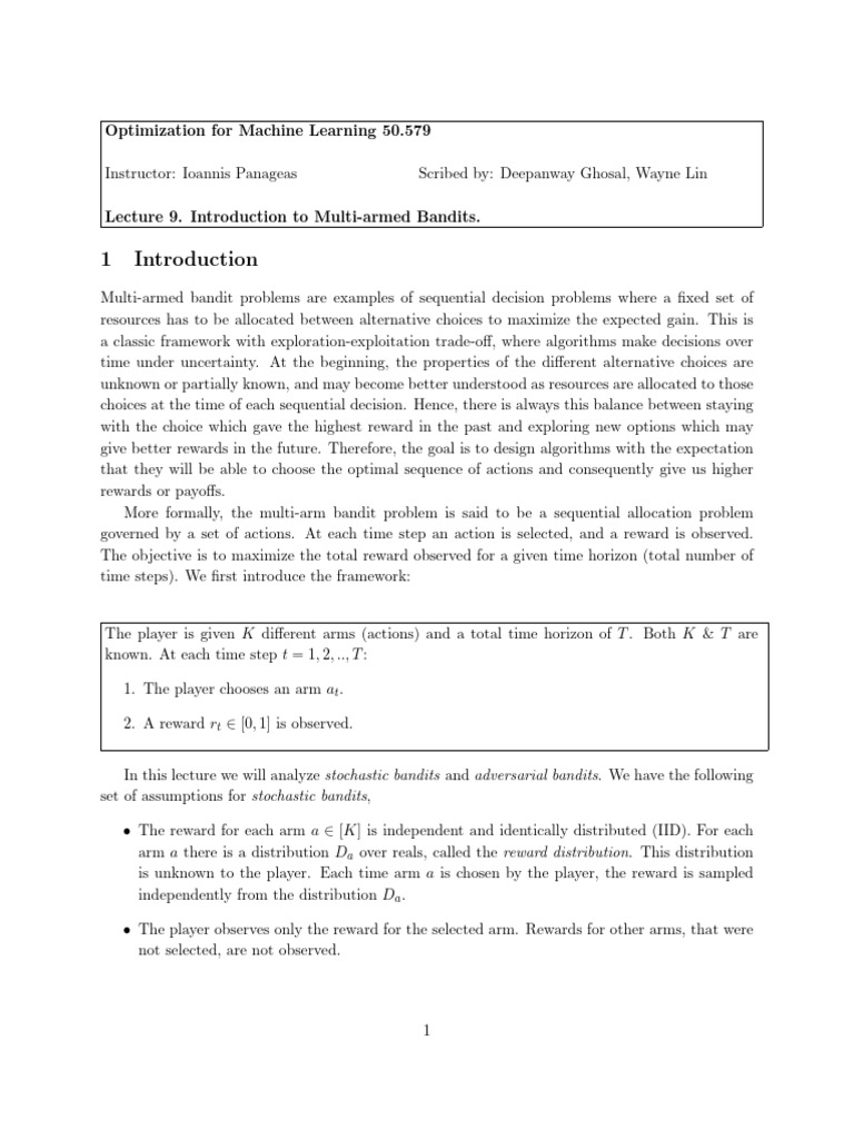 Multi-Armed Bandits Epsilon-Greedy Algorithm | PDF | Probability | Mathematics
