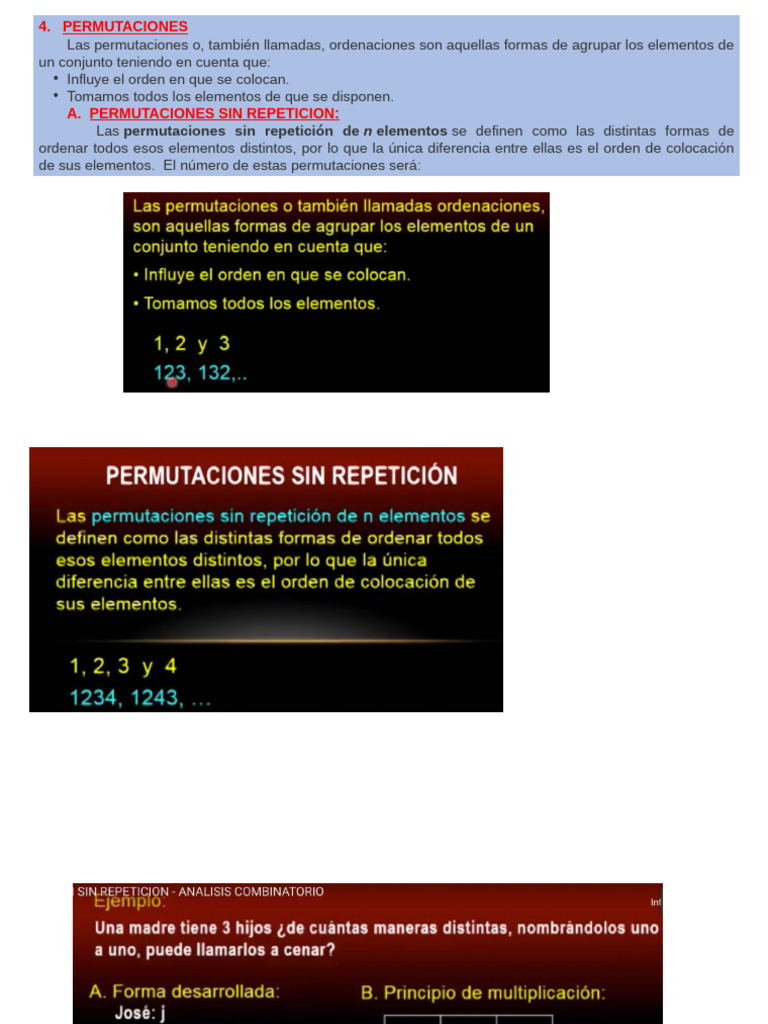 Permutaciones Con y Sin Repeticion | PDF | Permutación | Matemáticas