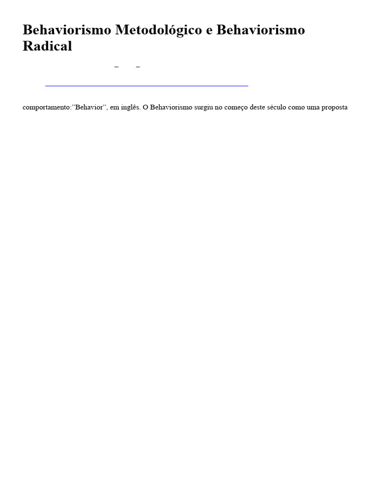 Behaviorismo Metodológico e Behaviorismo Radical | PDF | Behaviorismo ...