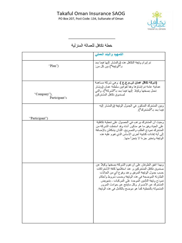 DH Takaful Preamble | PDF