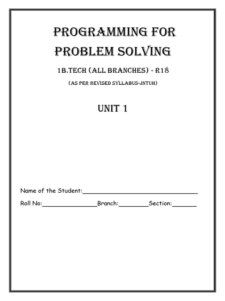 Programming for Problem Solving Overview | PDF | Integer (Computer ...