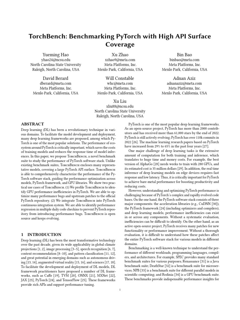 Torchbench: Benchmarking Pytorch With High Api Surface Coverage | PDF | Graphics Processing Unit ...