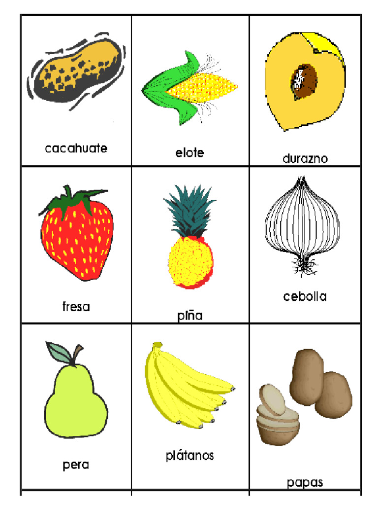 Lotería de Frutas y Verduras | PDF