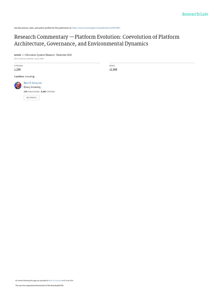 Research_Commentary_-Platform_Evolution_Coevolutio | PDF | Evolution | Modularity
