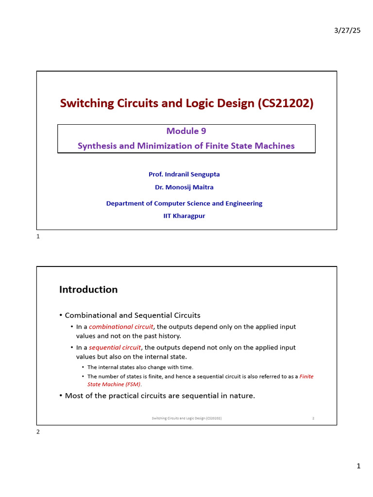 FSM Synthesis and Minimization Techniques | PDF | Electronics ...