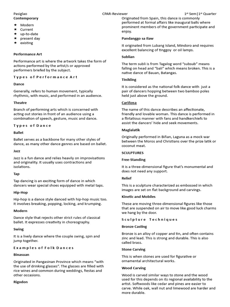CPAR Reviewer 1st Sem 1st Quarter 102532 | PDF