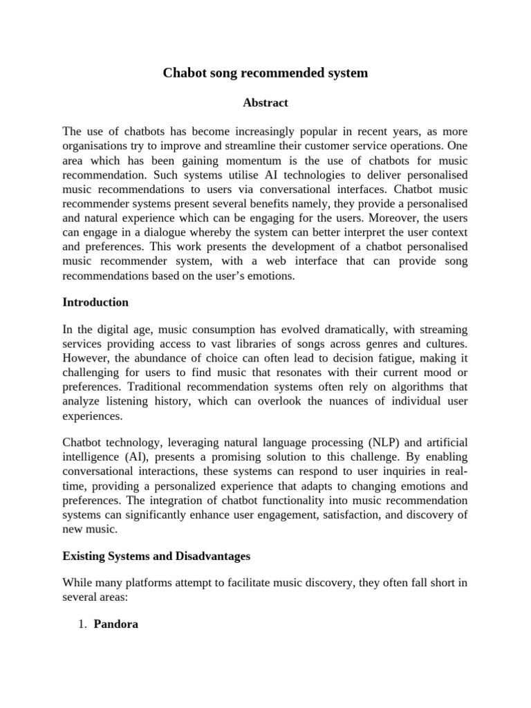 Chatbot Music Recommendation System | PDF | Software Testing | Unified ...