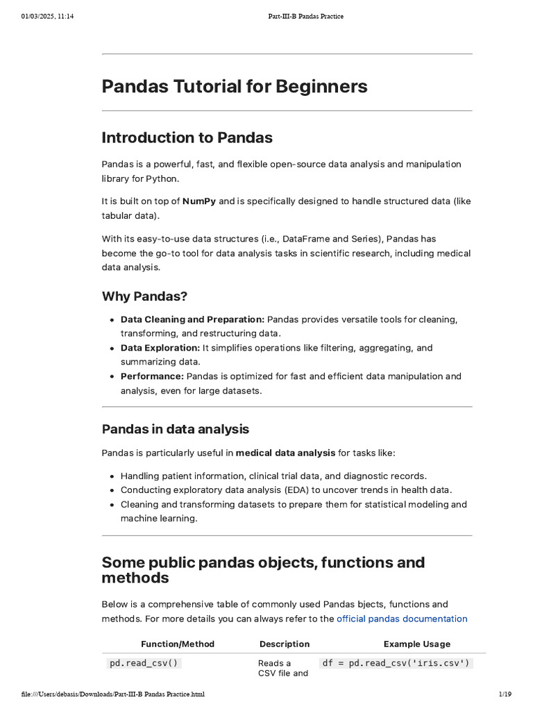 Tutorial-4 Machine Learning with Pandas | PDF | Mean | Data Analysis