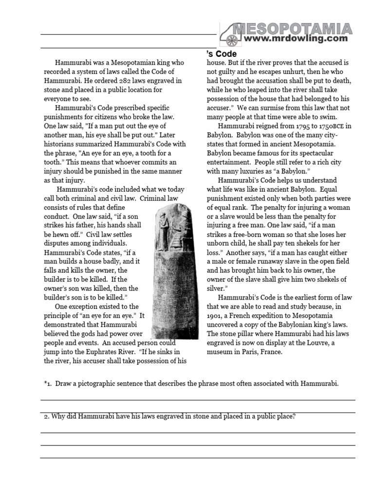 Hammurabi's Code: Laws and Punishments | PDF | Hammurabi | Crimes