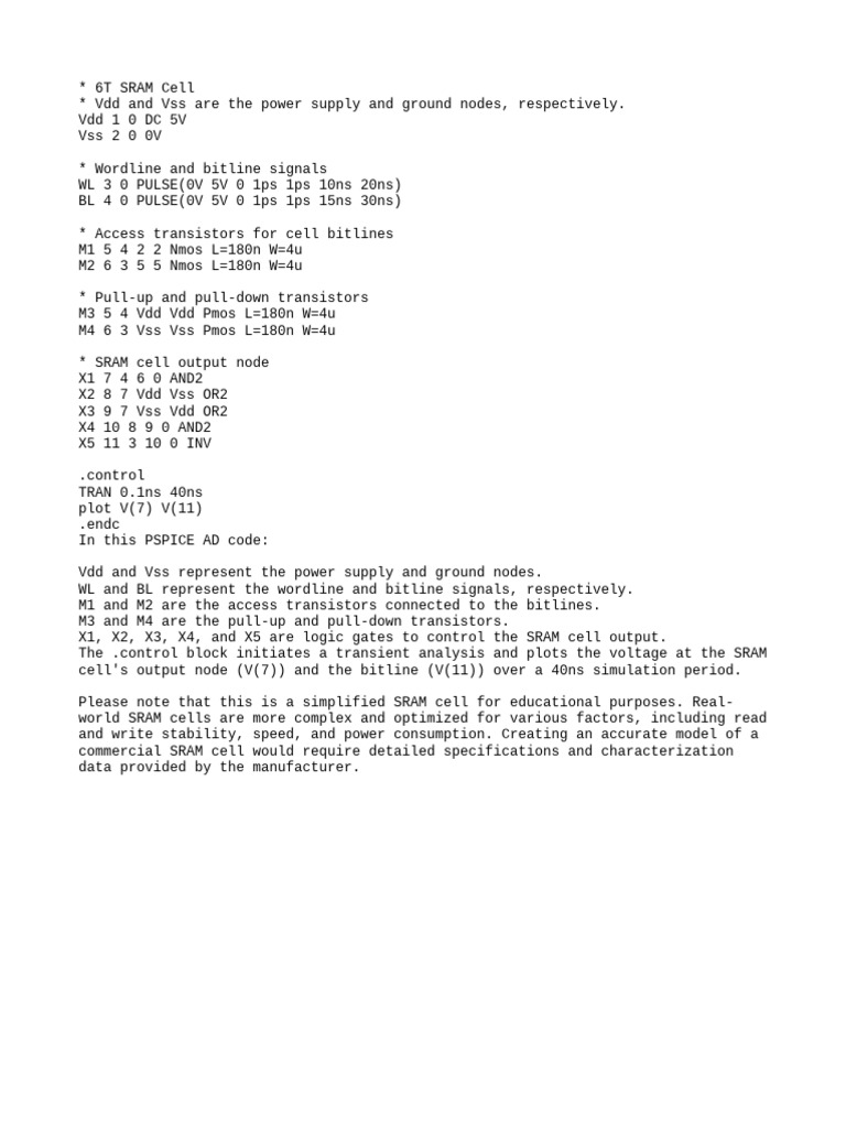 6T SRAM Cell | PDF