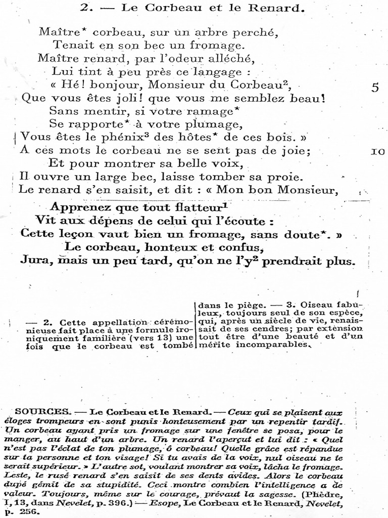 Le Corbeau Et Le Renard | PDF