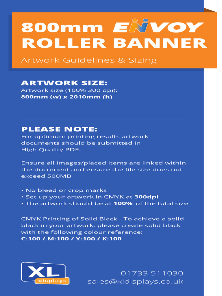 ENVOY Roller Banner 800mm Artwork Specification XL Displays V2 | PDF