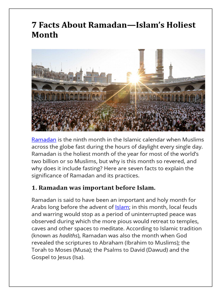 7 Key Facts About Ramadan's Significance | PDF | Ramadan | Muhammad