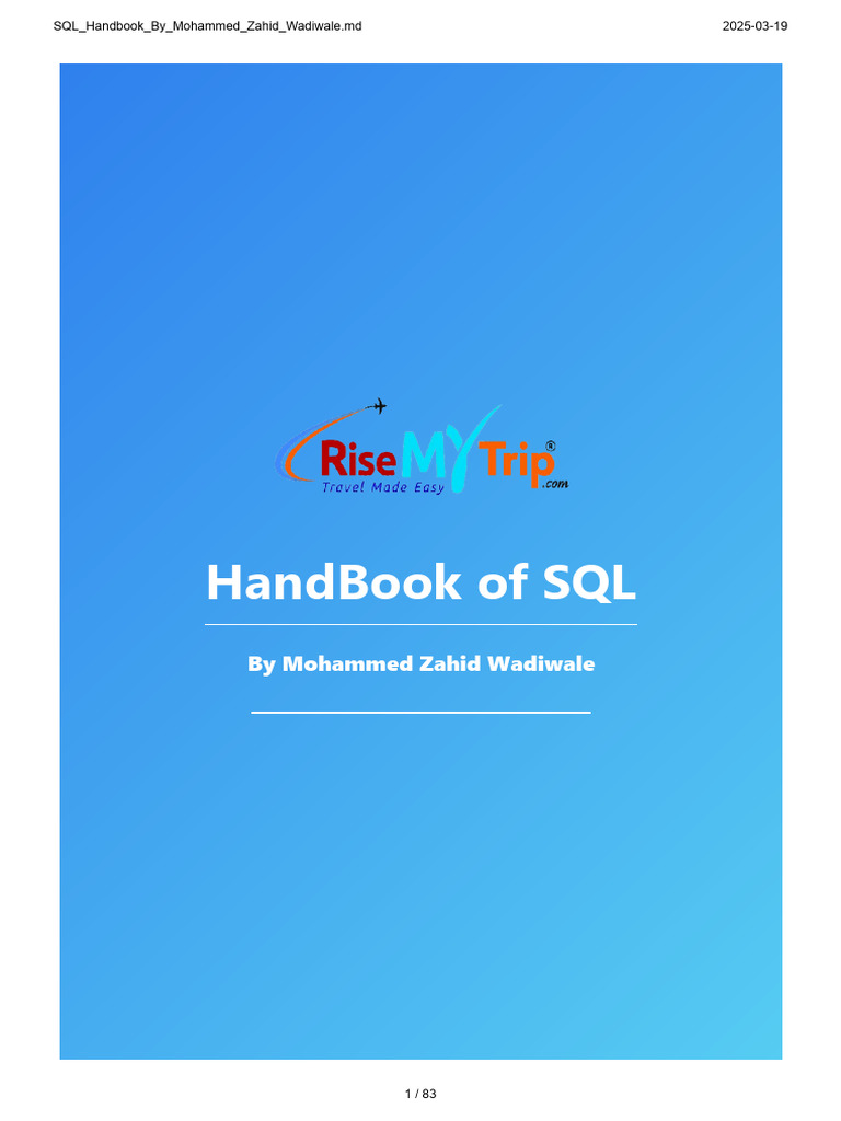 SQL Handbook by Mohammed Zahid Wadiwale | PDF | Database Index | Relational Database