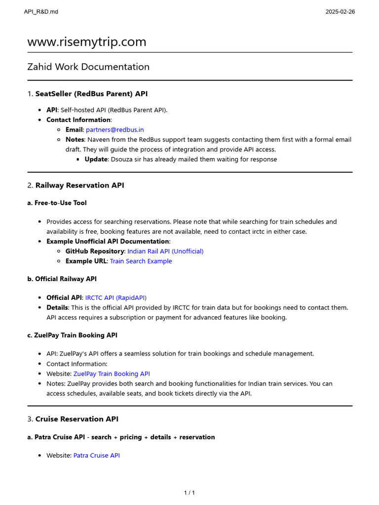 Indian Train Booking API Overview | PDF