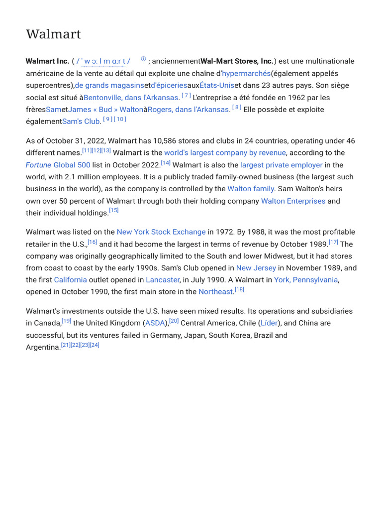 Walmart — Wikipédia | PDF | Walmart | Grocery Store