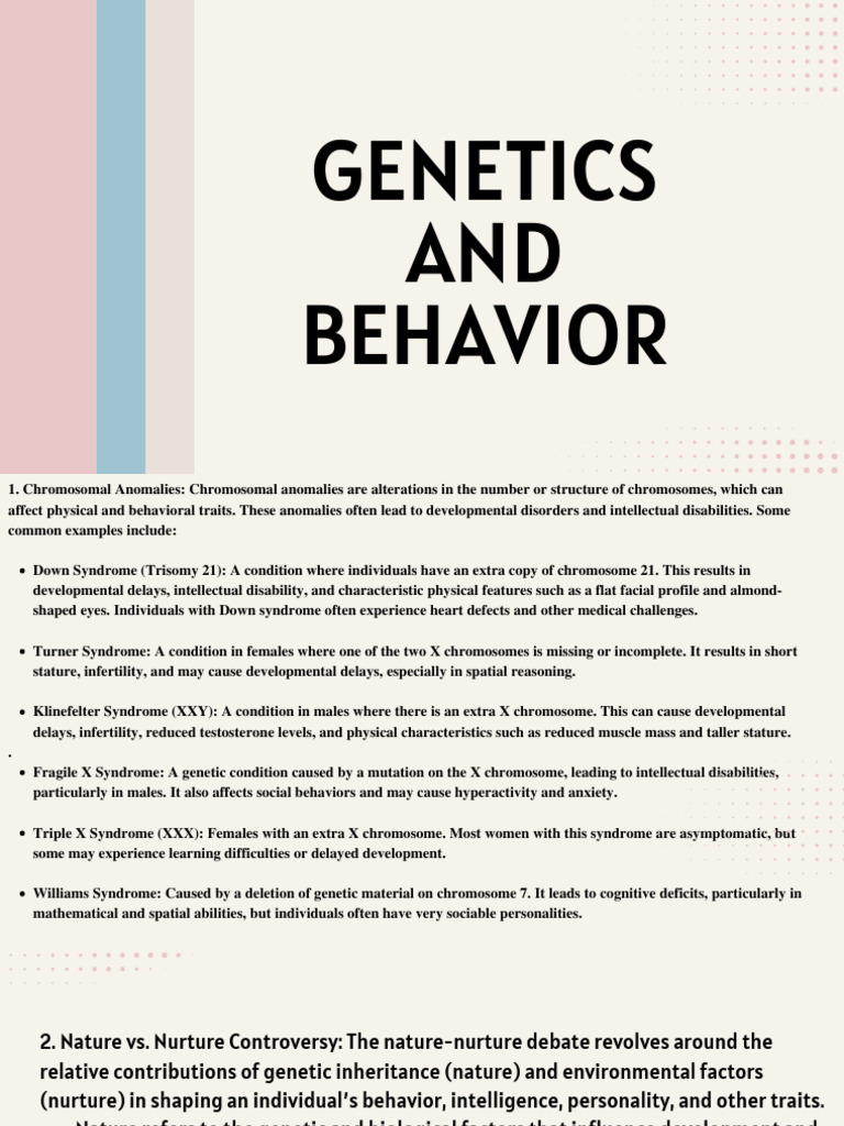 Genetics and Behavior(unit 3) | PDF | Menstrual Cycle | Nature Versus ...