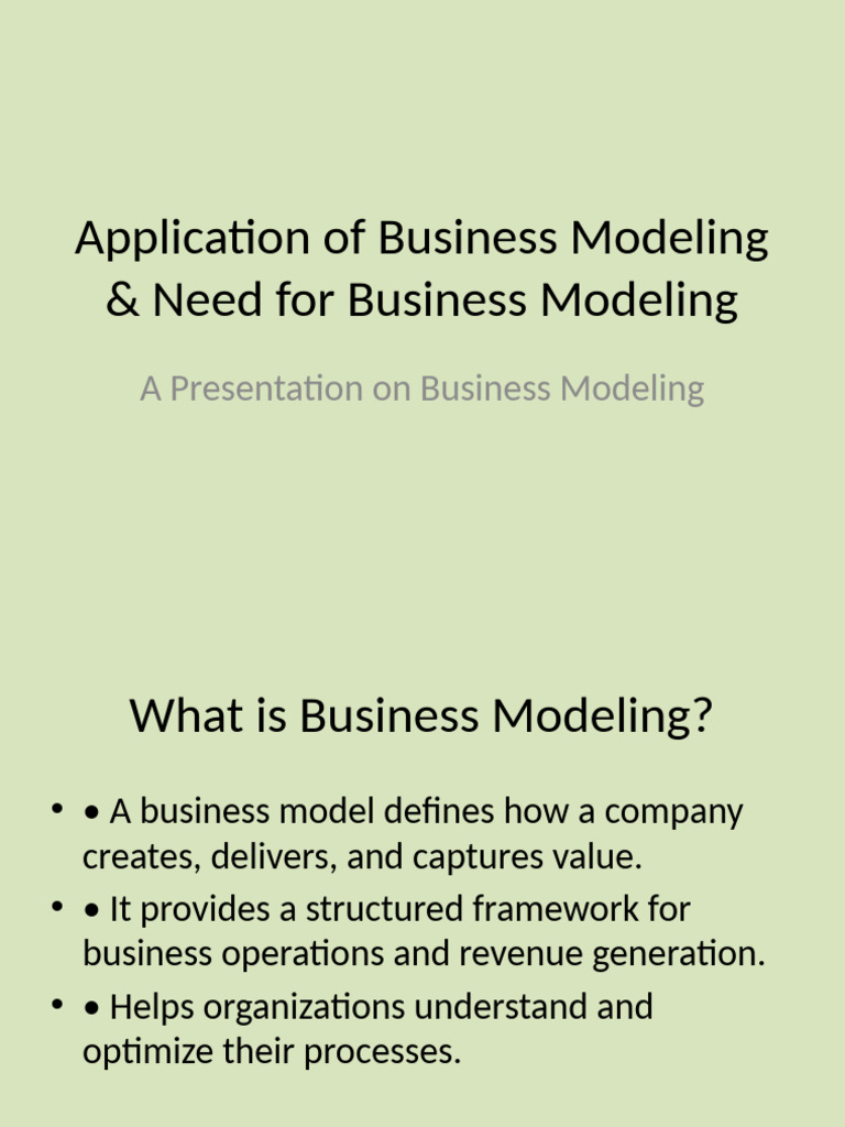 Importance of Business Modeling Explained | PDF