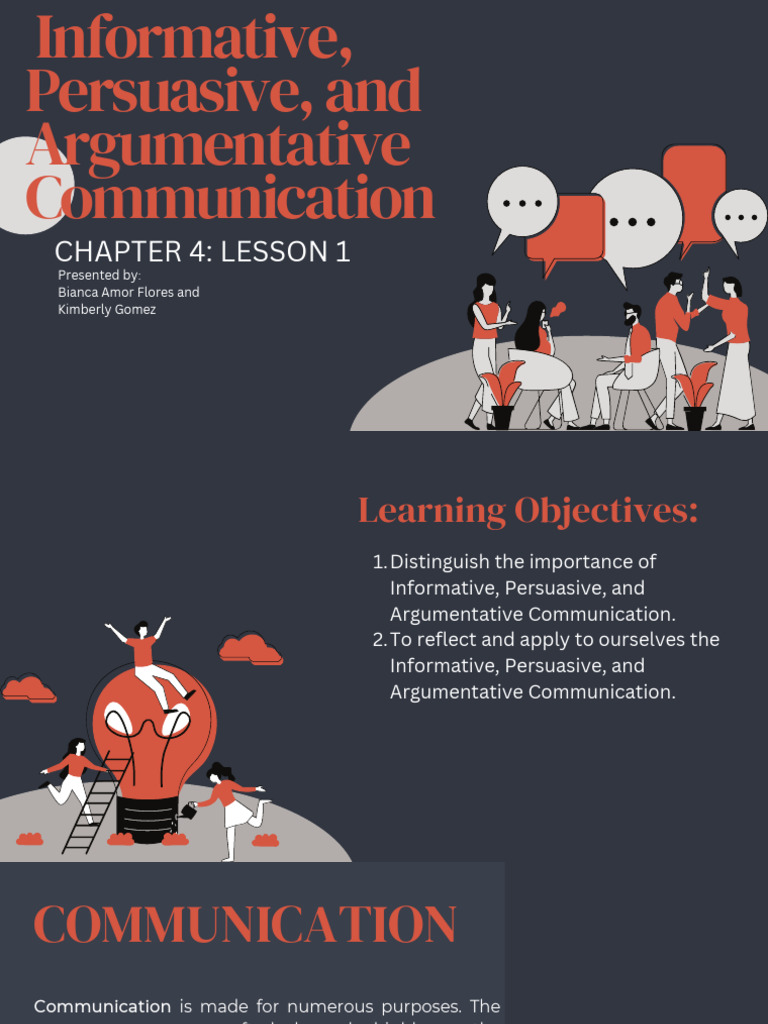Lesson 1 Informative, Persuasive, and Argumentative Communication | PDF ...