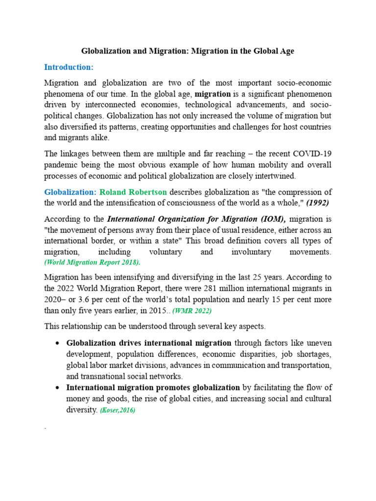 Globalization and Migration | PDF | Human Migration | Immigration