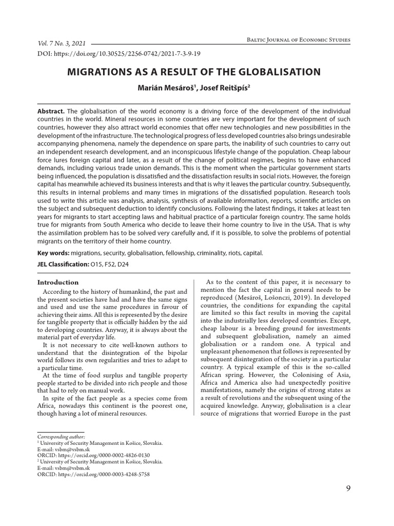 Migrations As A Result of The Globalisation | PDF | Globalization | Nationalism