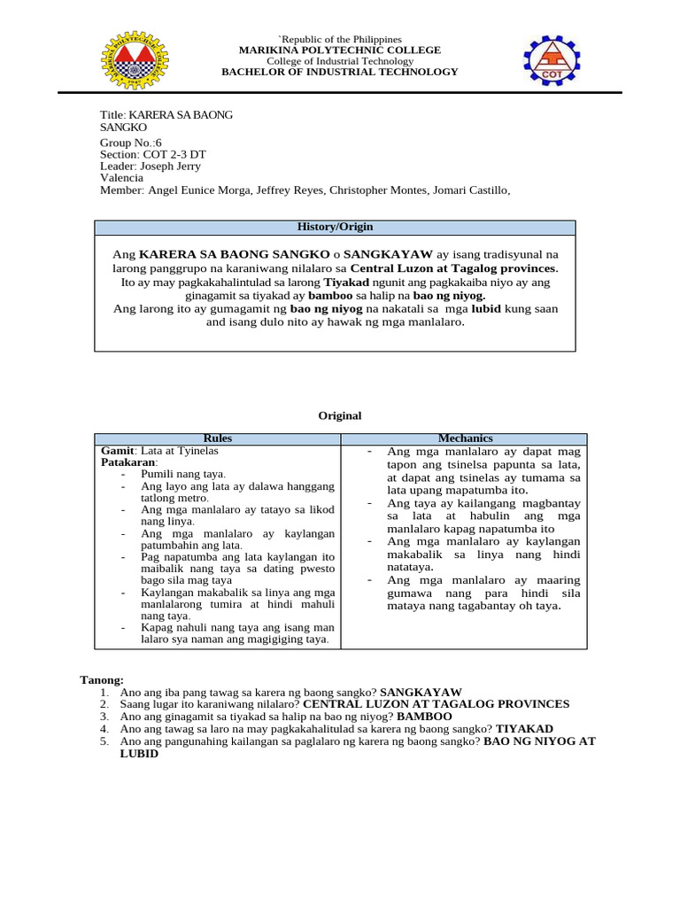 Karera NG Baong Sangko | PDF