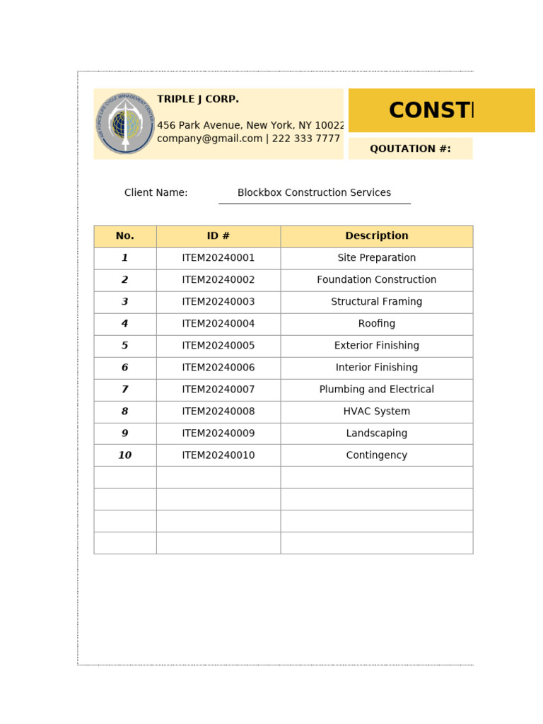 Construction Quotation Template | PDF