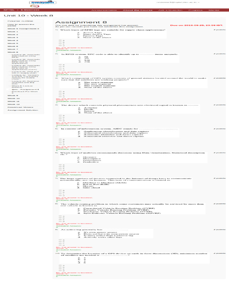 Noc19 Mg54 Assignment Week 8 | PDF