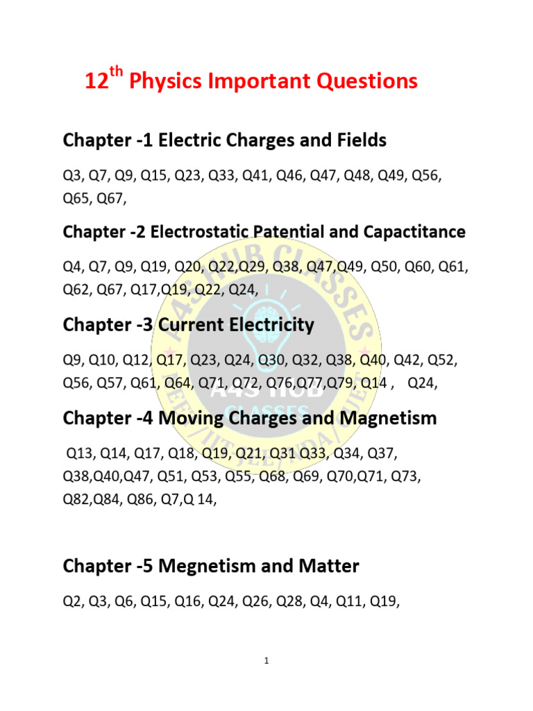 Physics Important PYQ | PDF