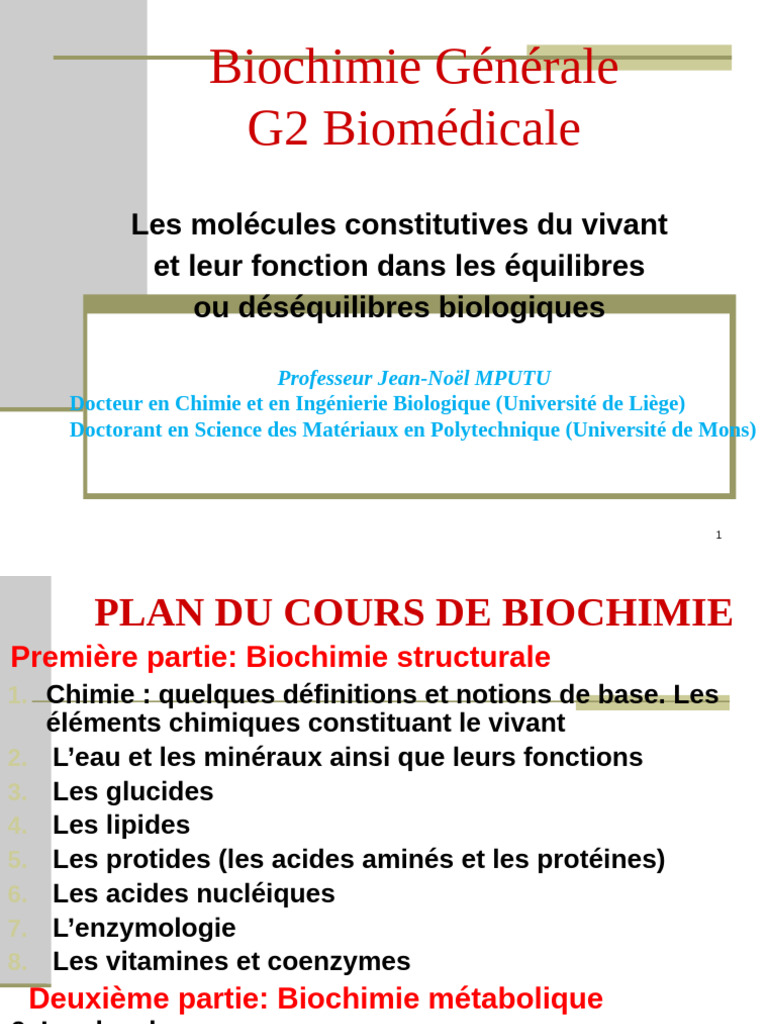 Biochimie 1 | PDF | Glucide | Biochimie