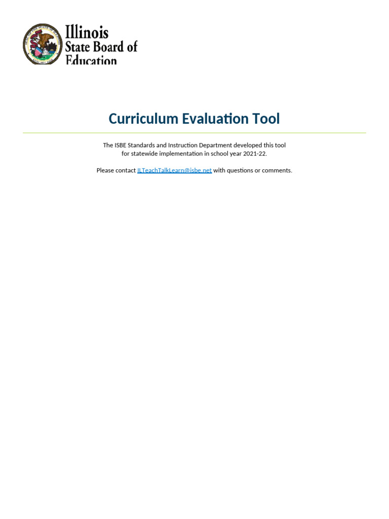 Curriculum Evaluation Tool | PDF | Curriculum | Educational Assessment
