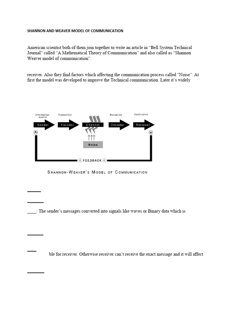 Shannon and Weaver Model of Communication | PDF | Communication ...