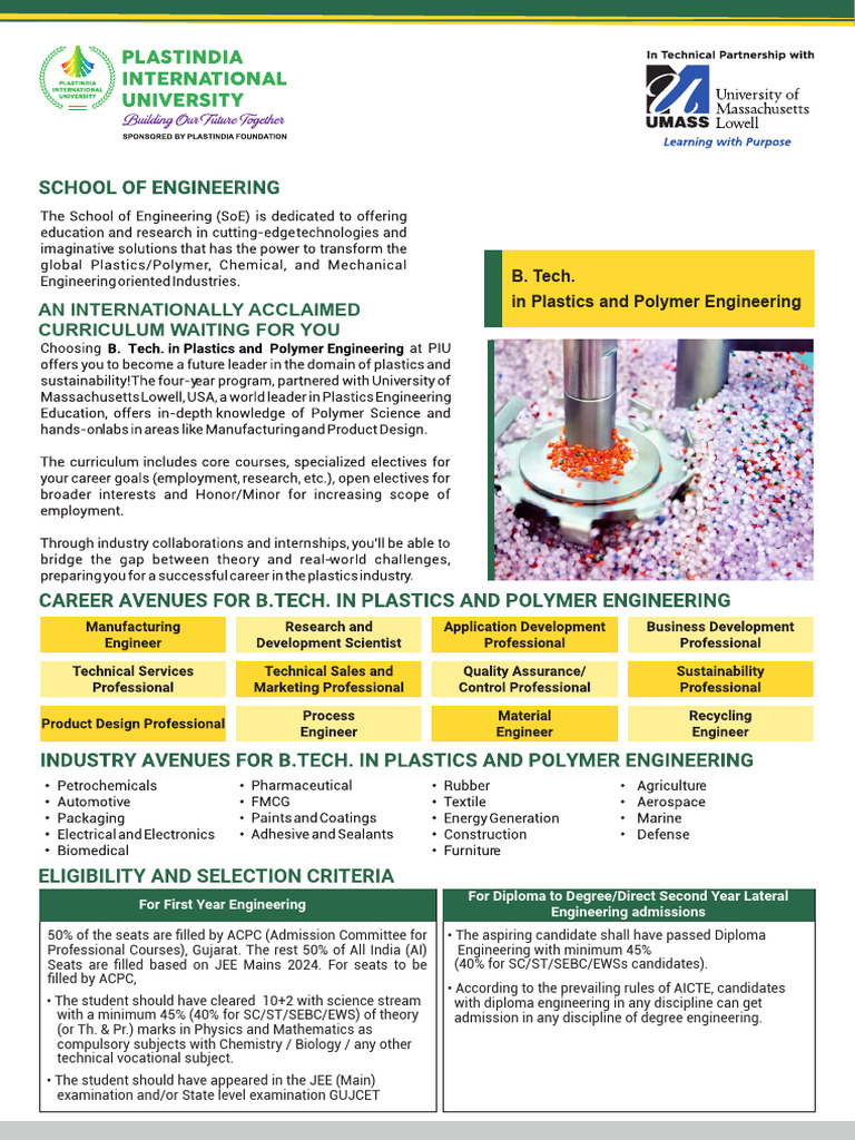 Plastics and Polymer Engineering at PIU Vapi | PDF