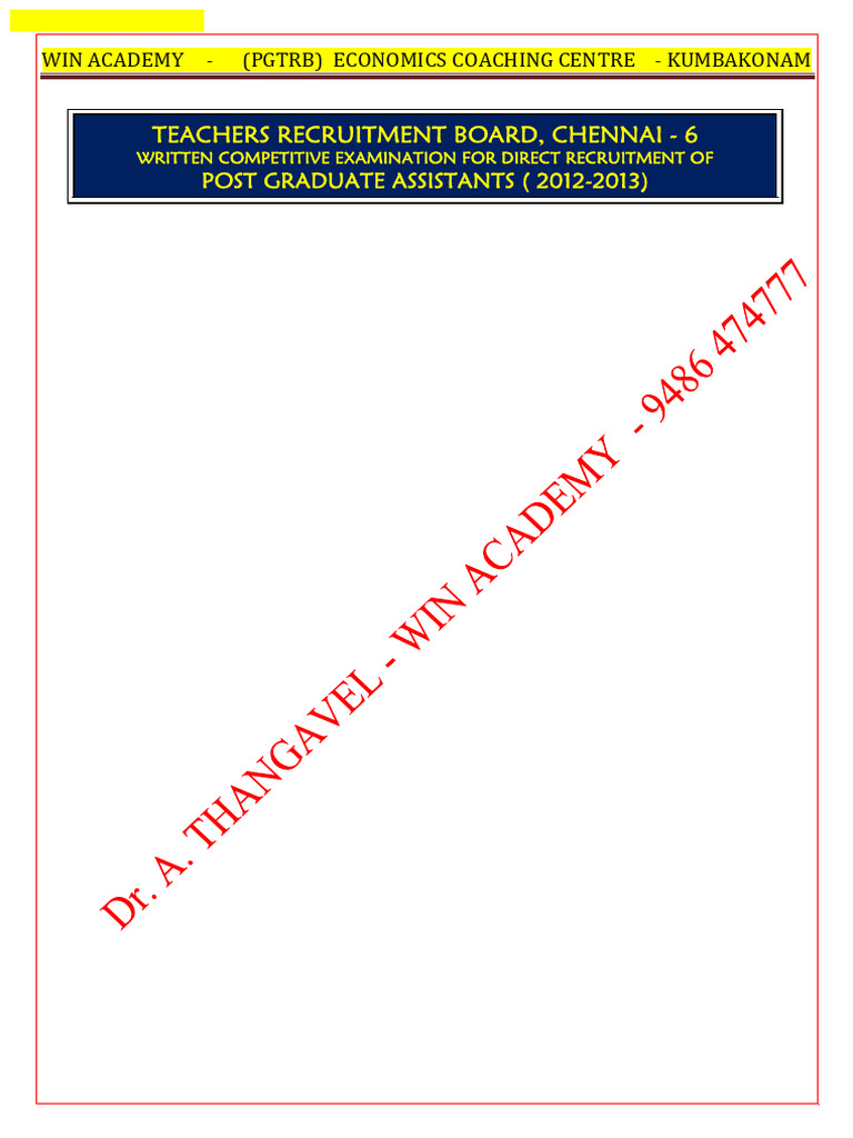 PG TRB Economics Original Question Paper 2012 - 2013 | PDF | Production Function | Taxes