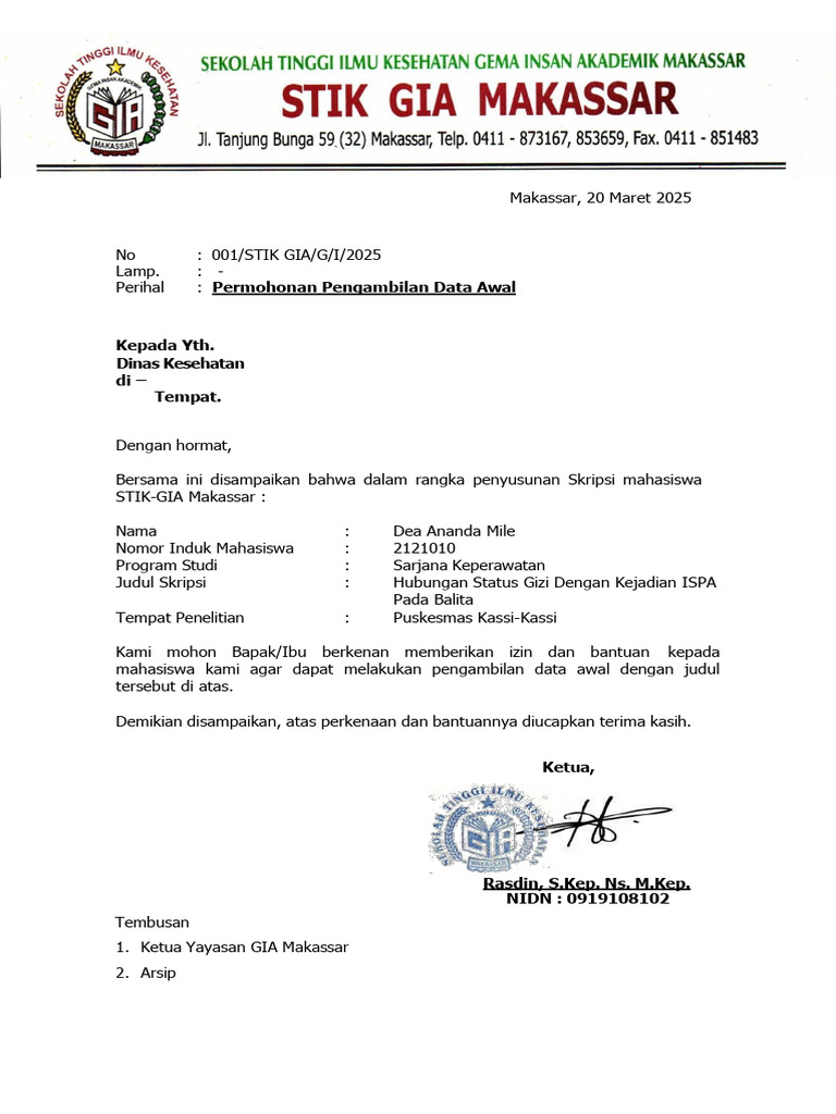 Surat Data Awal (2) | PDF