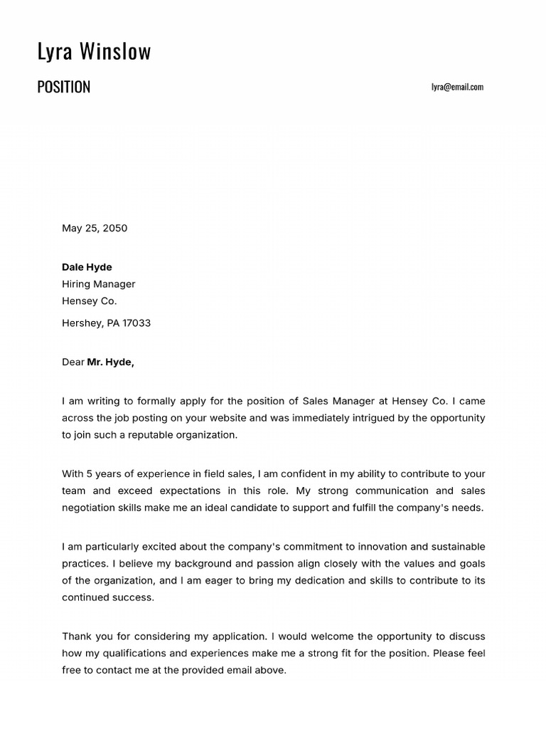 Formal Application Letter Template | PDF